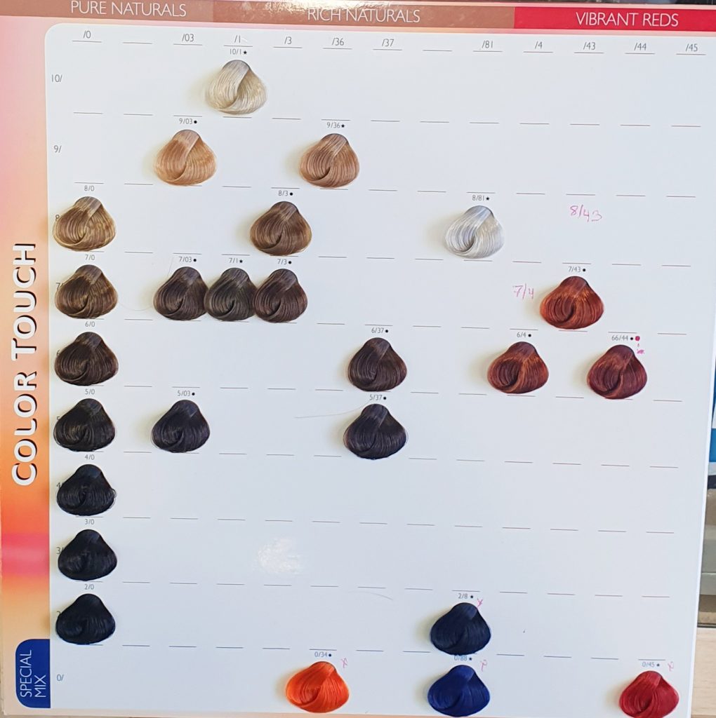 Tinte Wella 7/43 Rubio mediano cobrizo dorado Color touch